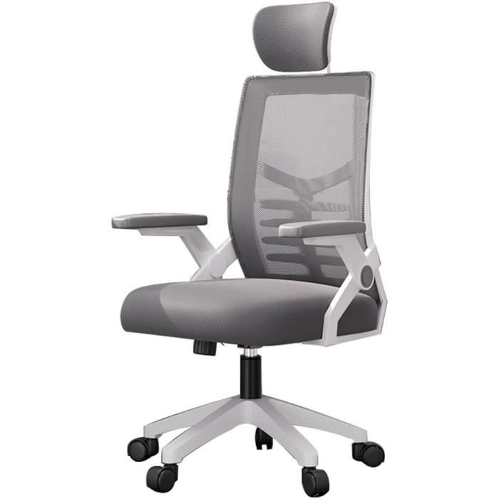 Chaise De Bureau Ergonomique Réglable Avec Roulettes (Couleur : Gris ...