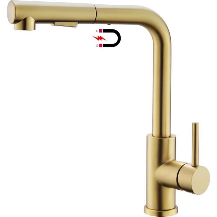 Robinet De Cuisine Doré Extensible Avec Douchette Magnétique, Deux ...