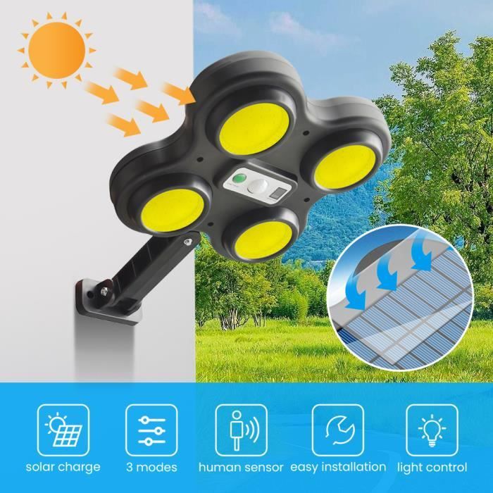 80 COB LED Lampadaire solaire avec détecteur de mouvement Lampadaire solaire - Cdiscount Maison