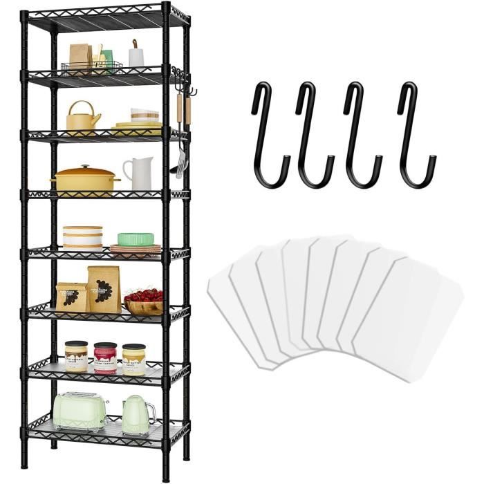 Noir étagère en Fil métallique à 8 Niveauxréglable en Hauteur étagère ...