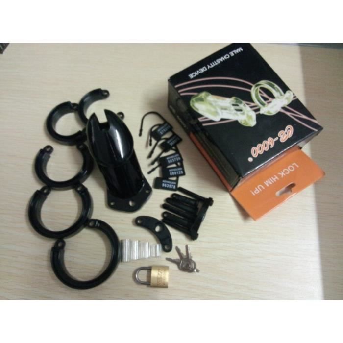 GAINE DE PENIS,cb6000black--Cage de chasteté pour homme, jouet sexuel avec verrouillage de ...