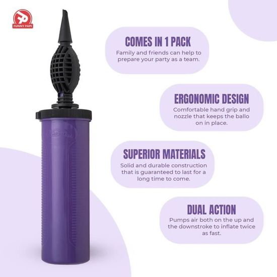 Pompe À Ballon Gonflable À Air - Violet - Fête, Anniversaire - Manuel - Dimensions: 20 x 6 x 4 ...