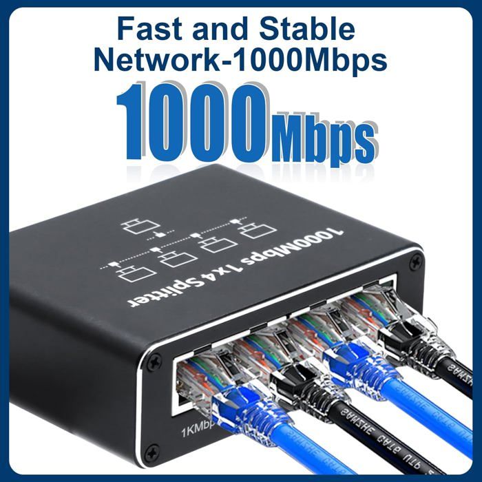 Rj45 Power Strip, 1 To 4 Ethernet Switch 1000Mbps, Gigabit Ethernet ...