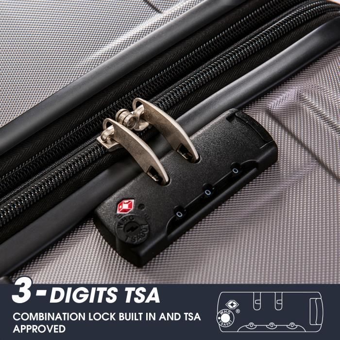 Set de 3 valises rigides avec serrure TSA, roue universelle, conception ...