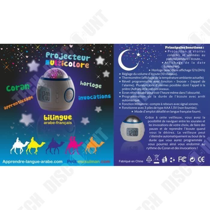 Réveil lumineux enfant - Multicolore - Projection étoilée - Musique ...