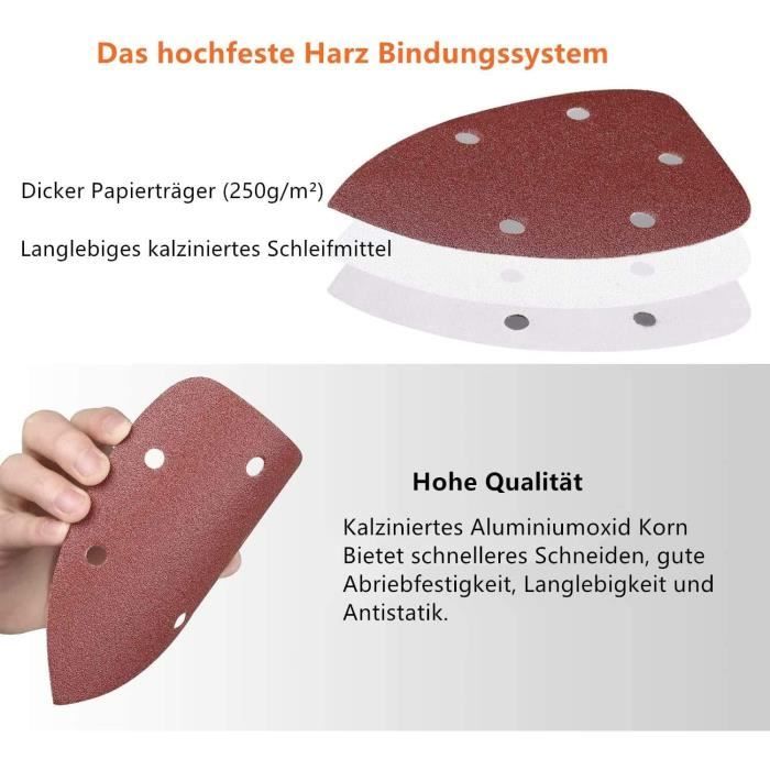 Lot de 50 Feuilles Abrasives Triangles Papier Poncage Triangulaire, 92 ...
