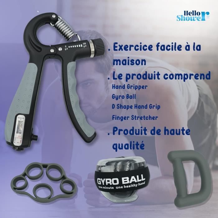 Kit Hand Grip 4Pc Musculation Avant Bras Avec Comptage + Pince Poignet ...