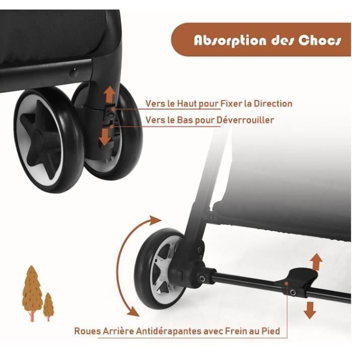 DREAMADE Poussette Bébé Pliante Rapide avec Lucarne, Dossier et Repose ...
