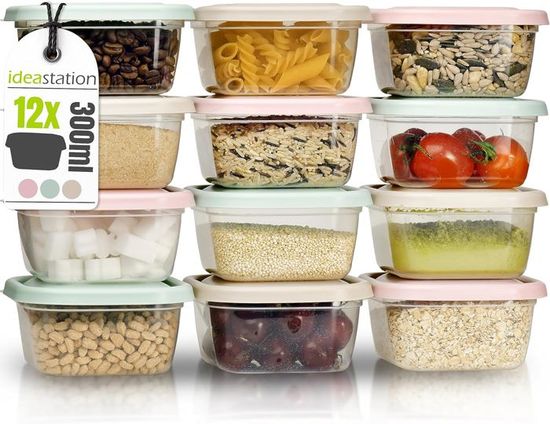 Boite Alimentaire Plastique 12 x 300 ML - Pastel - Boite de Rangement ...
