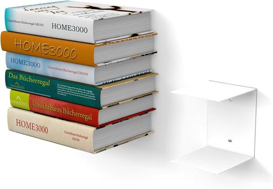 Bibliothèque Invisible Blanche - Z434 - Grande taille - Convient pour les livres jusqu'à 30 cm ...