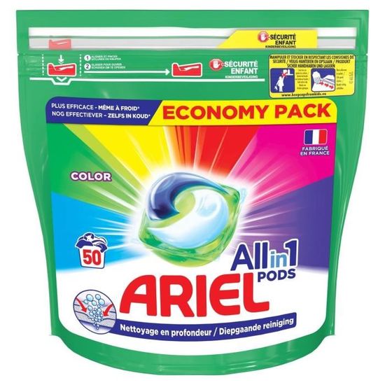 Ariel Allin1 Pods Lessive Couleur en capsules 50 Lavages - Cdiscount ...