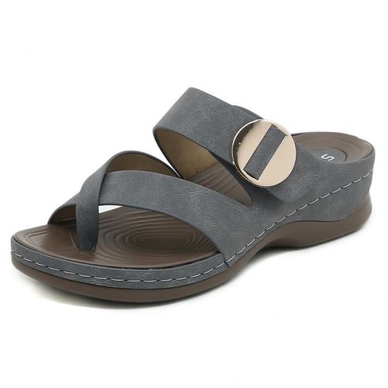 Sandales Femmes Nu-pieds Compensé Bohémienne été Sandale Gris Gris ...