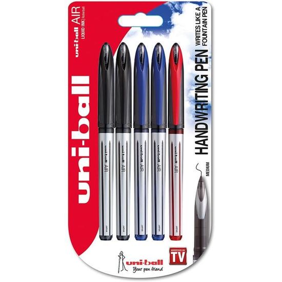 Uniball Air UBA-188-L Pack de 5 Stylos à bille encre permanente pointe ...
