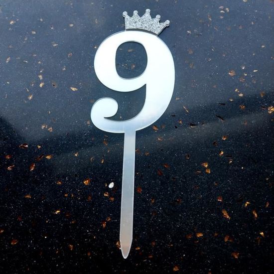 FIGURINE DECOR DE GATEAU,Silver 9--Décoration de gâteau numérique avec ...