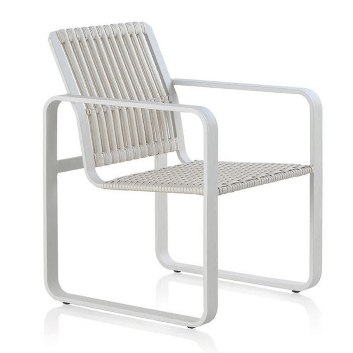 Chaise de jardin à accoudoirs Aluminium Blanc - ARRECIFE - L 59 x l 69 ...