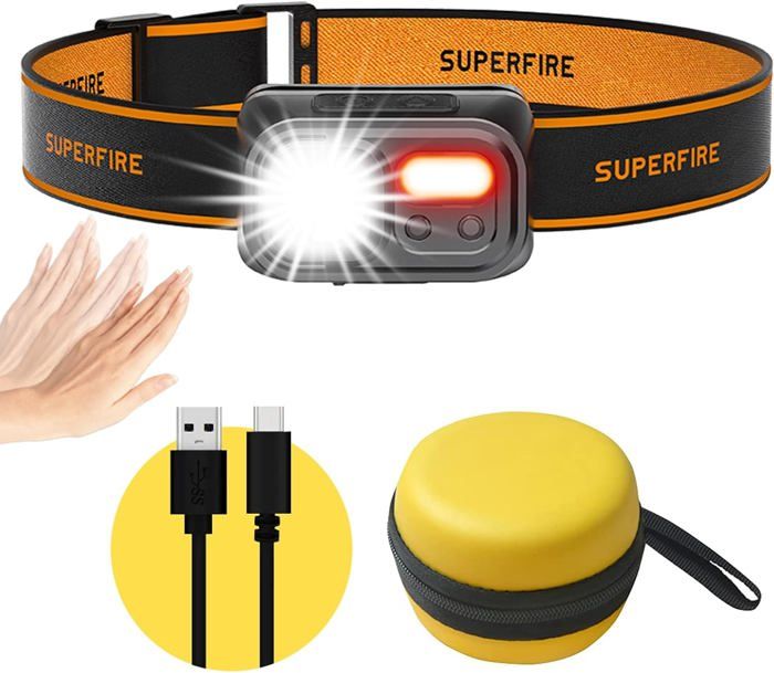 SuperFire Lampe Frontale Rechargeable, 2000LM Super Lneux Étanche Léger ...