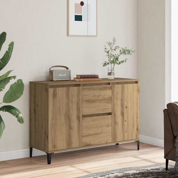 VidaXL Buffet chêne artisanal 102x35x70 cm bois d'ingénierie 856487 ...