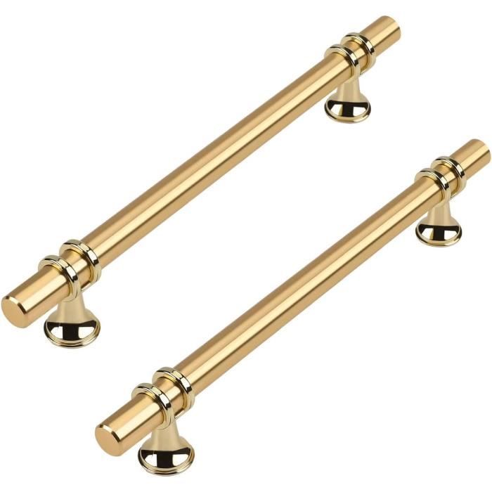 Poignée de meuble cuisine en alliage de zinc doré - Lot de 6 poignées ...