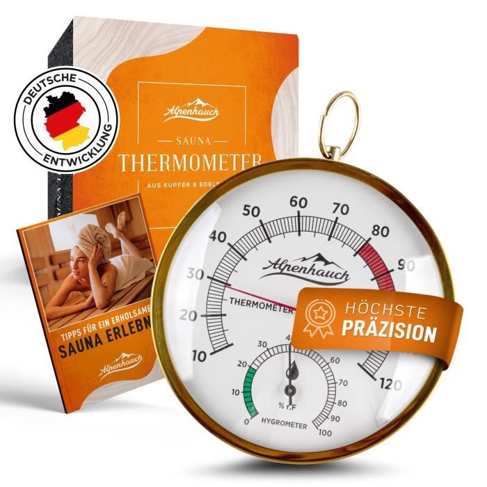 ALPENHAUCH Sauna Thermometer Hygrometer Holz [2in1 Funktion] - Besonders präzises ...