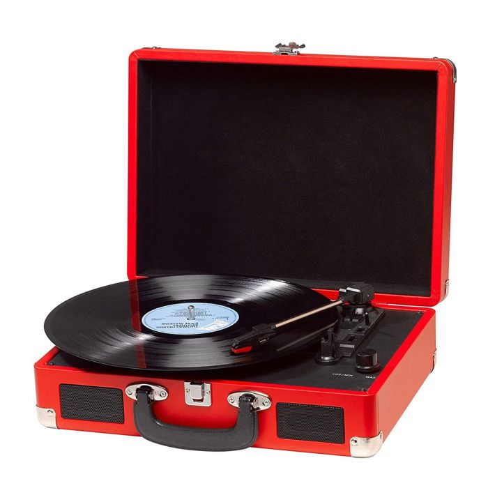 Platine disques disques vinyles Denver VPL-120 RED, Haut-parleurs ...