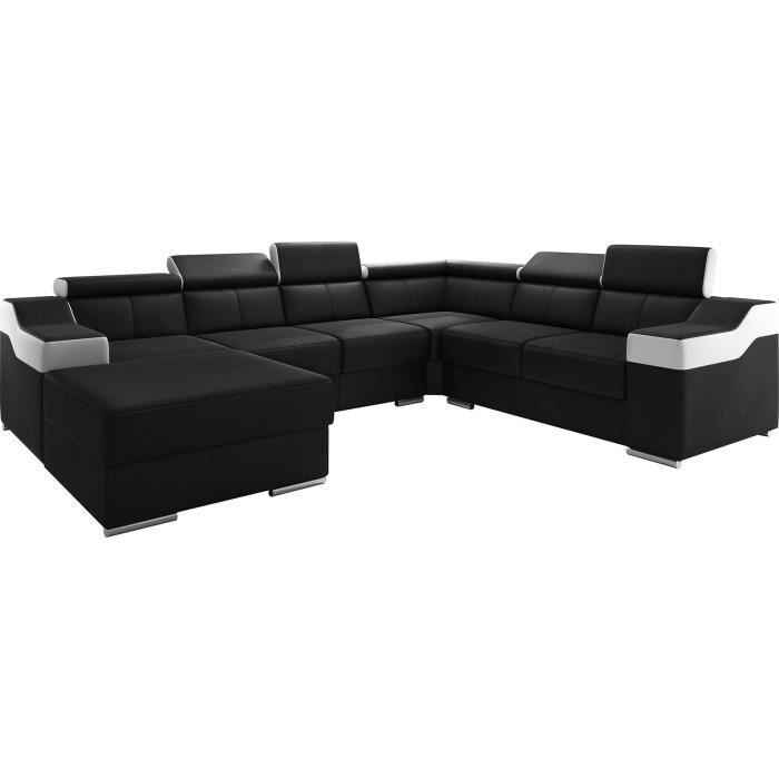 Canapés d'angle noir design en pvc 6 places . 325-260 x P. 95-96 x H ...