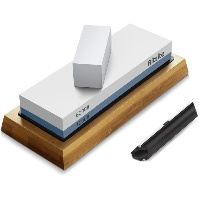 Pierre à aiguiser 2 en 1 - Aitsite - Double face 1000/6000 - Affûtage et polissage des couteaux ...