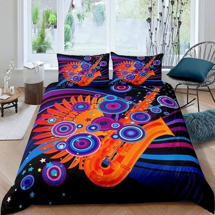 Housse de Couette Instruments de Musique Multicolores - Parure de Lit ...