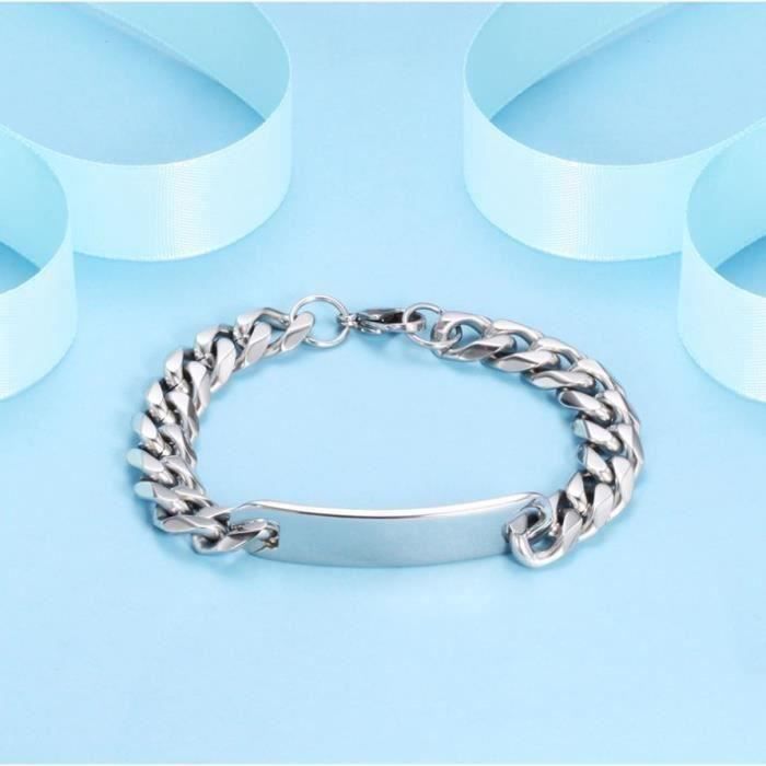 Gourmette homme, bracelet homme personnalisé, Bracelet chaine acier ...