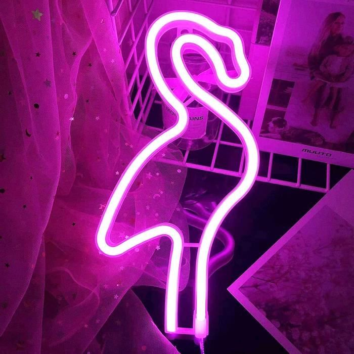 Flamingo Lampe Néon Rose Flamant Rose Néon Veilleuse Led Fluo ...