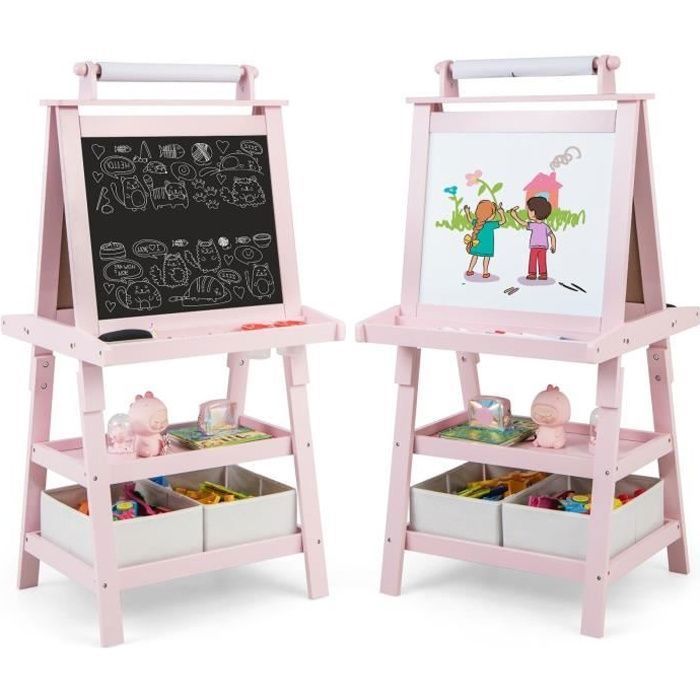GOPLUS Tableau Enfant Noir/Blanc Magnétique 59x50x117CM,Chevalet Double ...