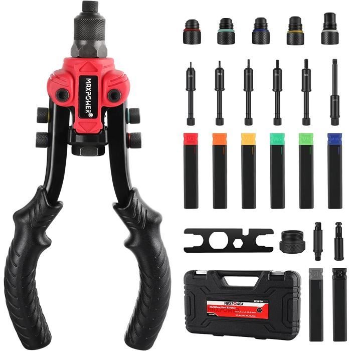 Pince a Rivet,Pince a Rivets Pop, 3 in 1 Pince Rivet,Kit de Pince a Rivet Professionnelle ecrou ...