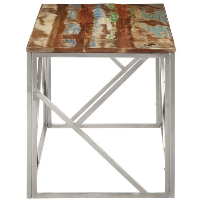 Table basse - MOTHINESSTO - Qqmora xY0118 - Acier inoxydable - Bois ...