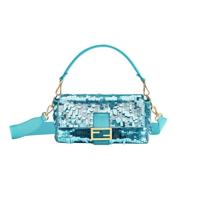 FENDI Fendi 23 nouvelles femmes en cuir Turquoise paillettes ...