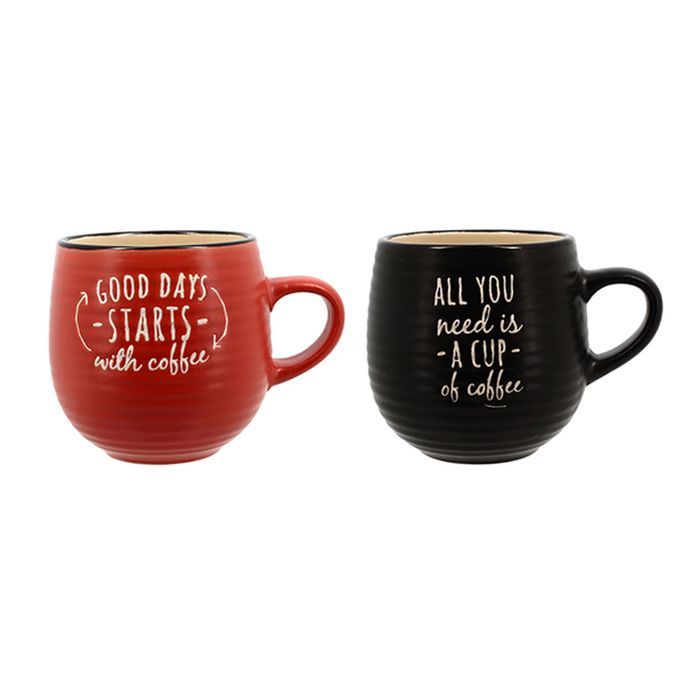 Lot 6 mugs 35cl pause cafe gres coloris assortis - Cdiscount Maison