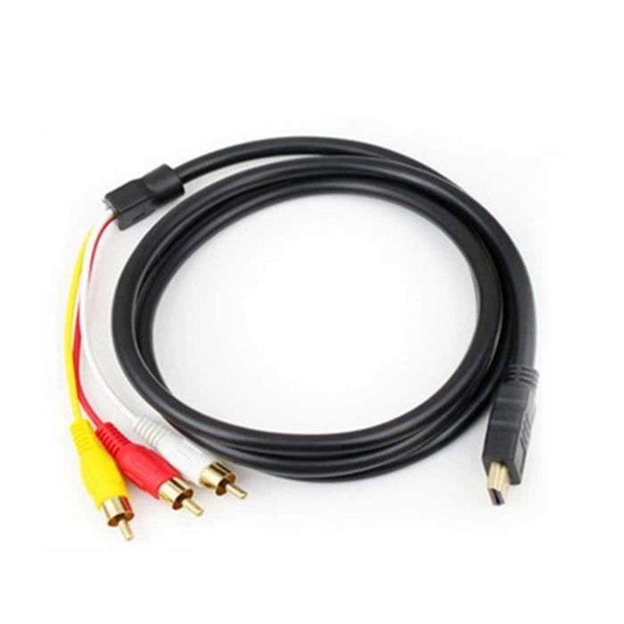 HDMI vers AV Câble audio et vidéo HDMI vers 3RCA rouge, jaune et blanc ...