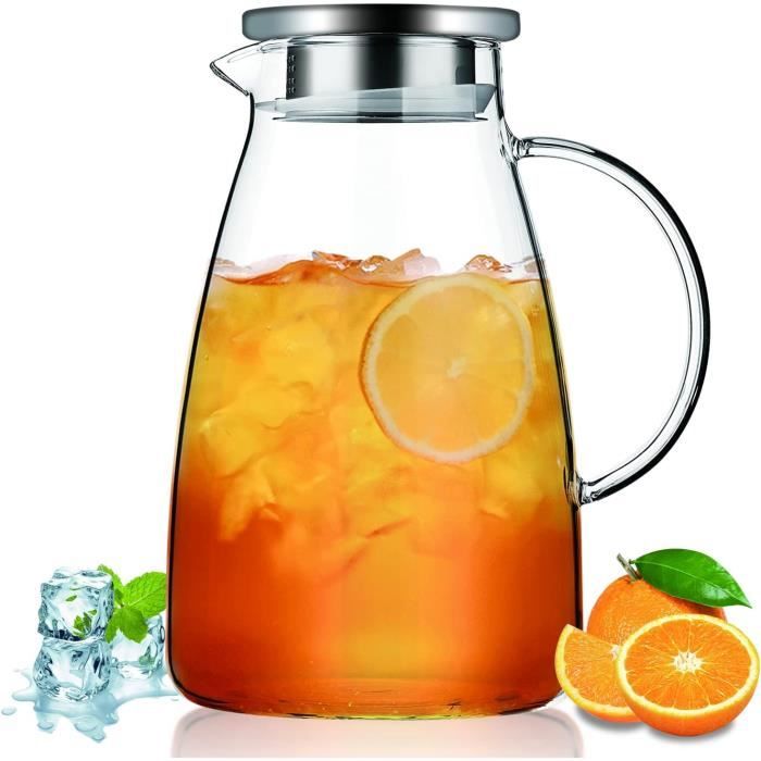 Carafe Eau De 2.0L Avec Couvercle Et Bec Verseur, Carafe D'Eau, Pichet ...