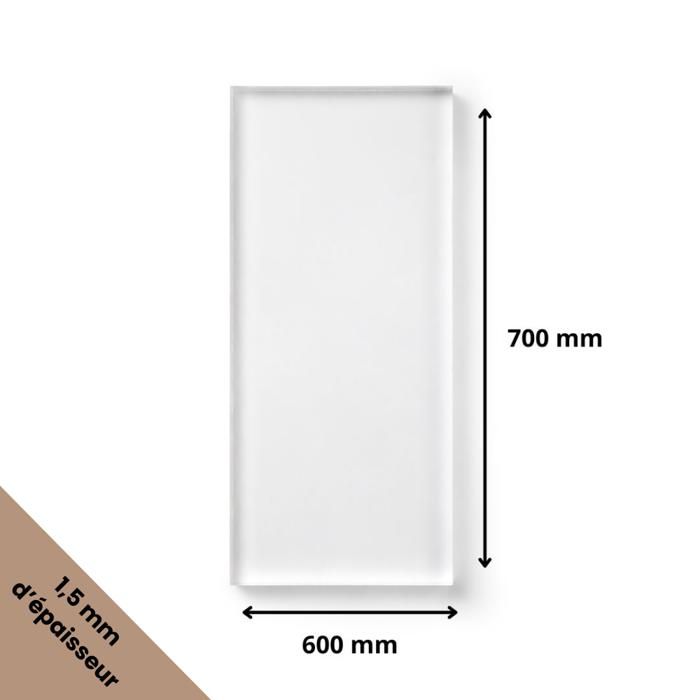 Plaque verre acrylique transparent 1,5 mm - 60 x 70 cm (600 x 700 mm ...