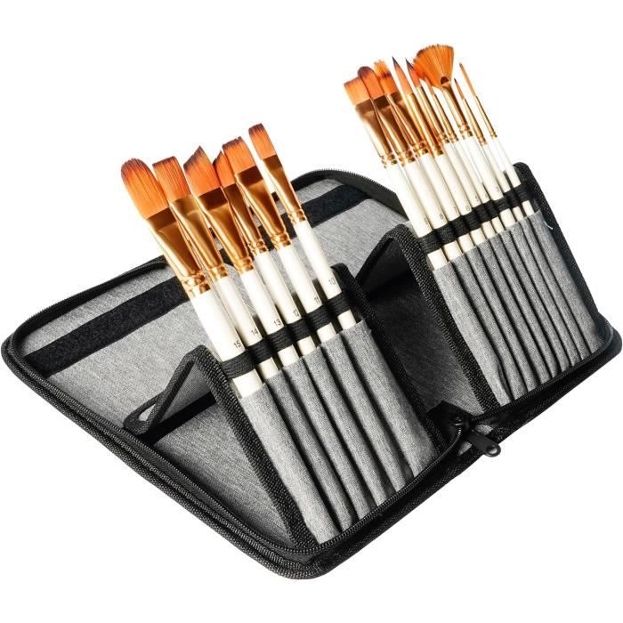Kurtzy Pinceaux Peinture étui (15 Pieces) - Kit Pinceaux Peinture Poil ...
