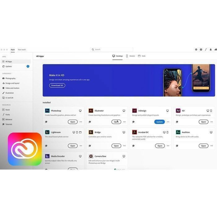 Suite de logiciels - ADOBE - Creative Cloud - Licence 1 an - 1 To de ...