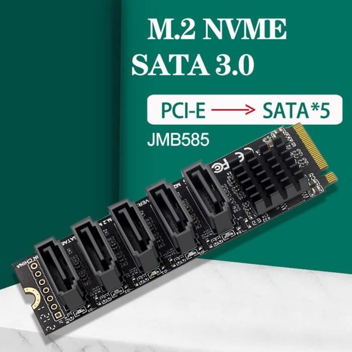 Ngff Nvme M-Key Pci Express Vers Sata 3.0 6Gbps 5 Ports Adaptateur ...