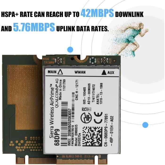Carte réseau NGFF-M.2, 3G 4G Carte Réseau WWAN Haut Débit pour Dell ...