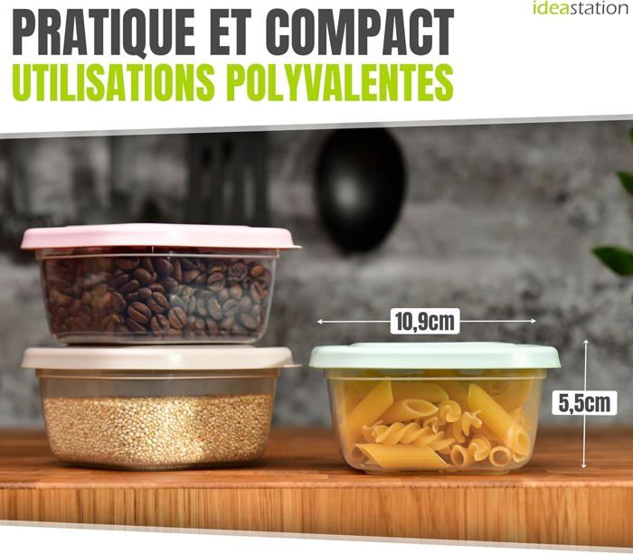 Boite Alimentaire Plastique 12 x 300 ML - Pastel - Boite de Rangement ...