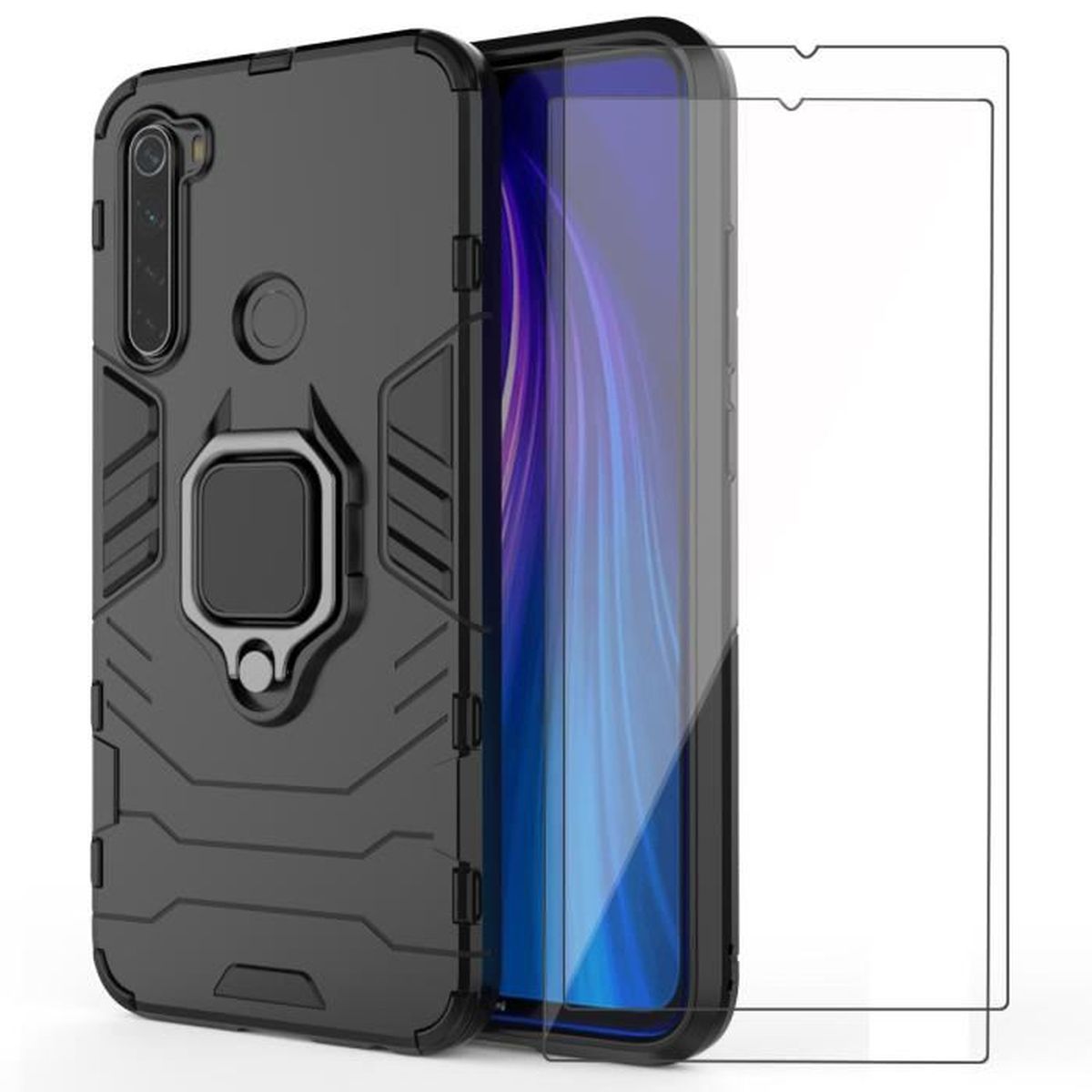 Coque Xiaomi Redmi Note 8 + [2 Pack] Verre trempé, Double Couche Bumper ...