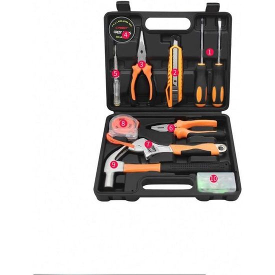 Malette À Outils De 11 Pièces Kit D'Outils Avec Cles Jeu De Tournevis ...