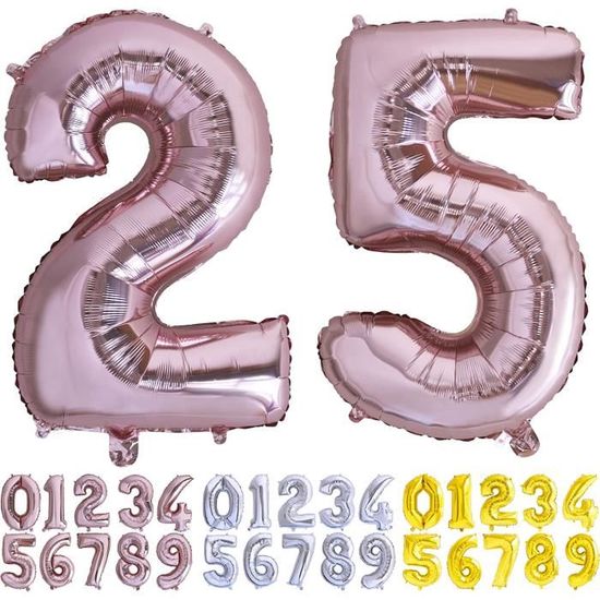 Ballon Numéro 25 Ou 52 Or Rose. Ballons Géants Chiffres 2 5 Foil ...