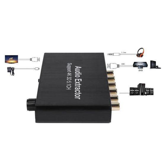 4K 3D HDMI 5.1 Channel HDMI Audio Extractor Converter 100-240V EU Plug -Vvikizy - Cdiscount ...
