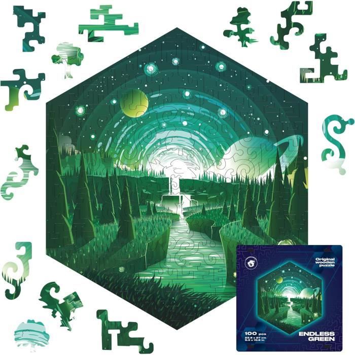 Puzzle en Bois - Vert sans Fin Brise-Pensée, 100 pièces, 8.54 x 8.54 ...