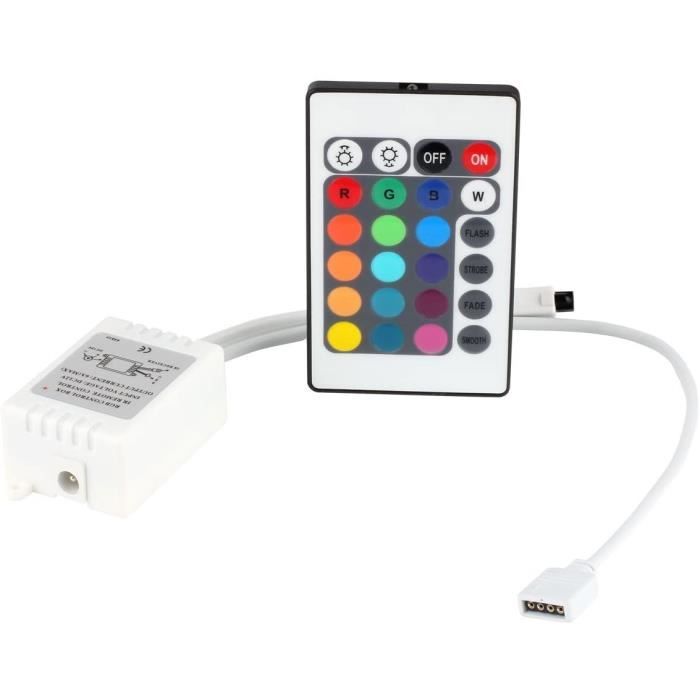 Dc12v télécommande sans fil à 24 touches ir avec récepteur pour bandes lumineuses led 3528 5050 ...