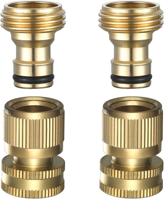 Raccord rapide pour tuyau d'arrosage, raccord rapide pour tuyau d'arrosage en laiton massif, 3/4 ...