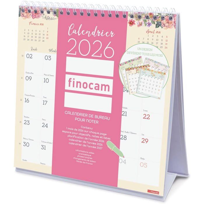 Calendrier de bureau 2026 1 mois par page janvier à décembre ...